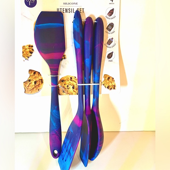core | Kitchen | Set Of 4 Tie Dye Silicone Kitchen Utensils Purple Pink ...